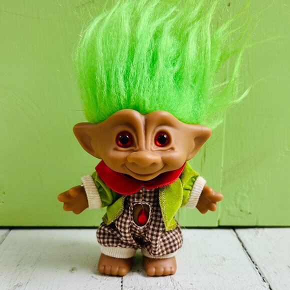 Vintage | Toys | Vintage Russ Troll Doll Green Hair Orange Eyes Troll ...